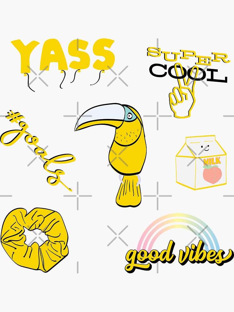 "Yellow Good Vibes Sticker Pack" Sticker by The-Goods | Redbubble