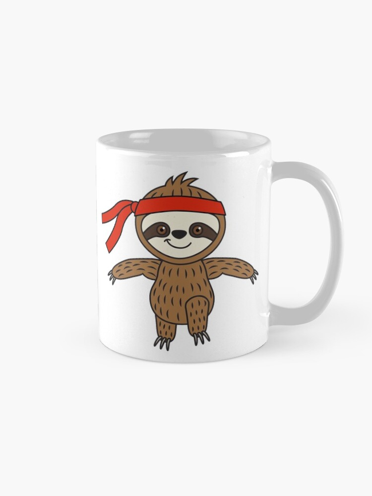 "Kung Fu Karate Sloth Waving Hello Funny Cartoon Cute Character" Coffee ...