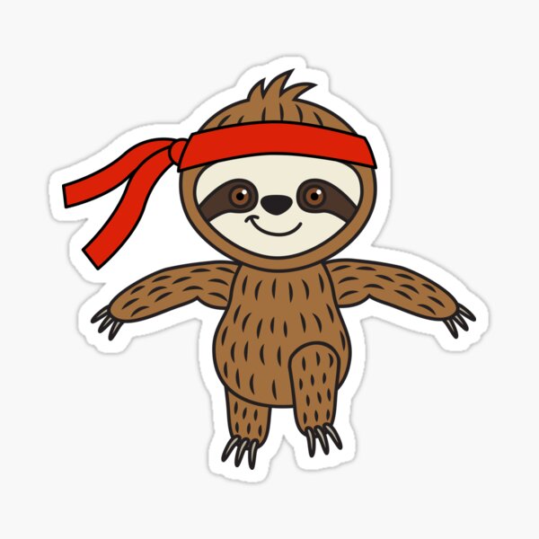 "Kung Fu Karate Sloth Waving Hello Funny Cartoon Cute Character ...