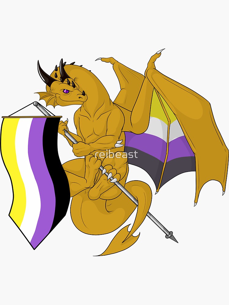 "Pride Dragons - Nonbinary Flag" Sticker for Sale by reibeast | Redbubble