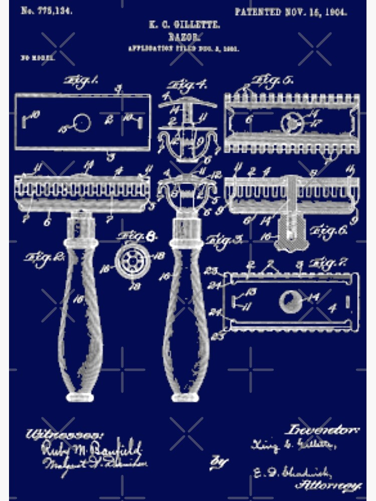 "Gillette Razor Patent Blueprint" Poster for Sale by symbolized | Redbubble