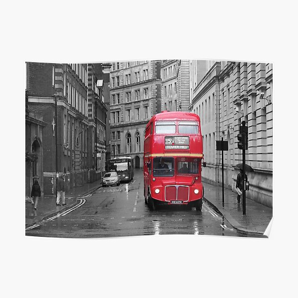 "Red Bus" Poster by mark2uk | Redbubble
