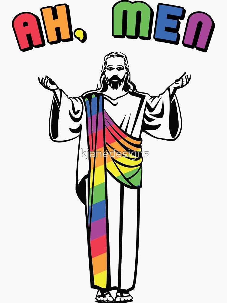 "Ah, Men" Sticker for Sale by kjanedesigns | Redbubble