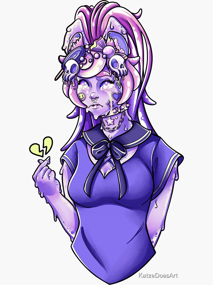 "Monster Girl - Goopy" Sticker by KatzeDoesArt | Redbubble