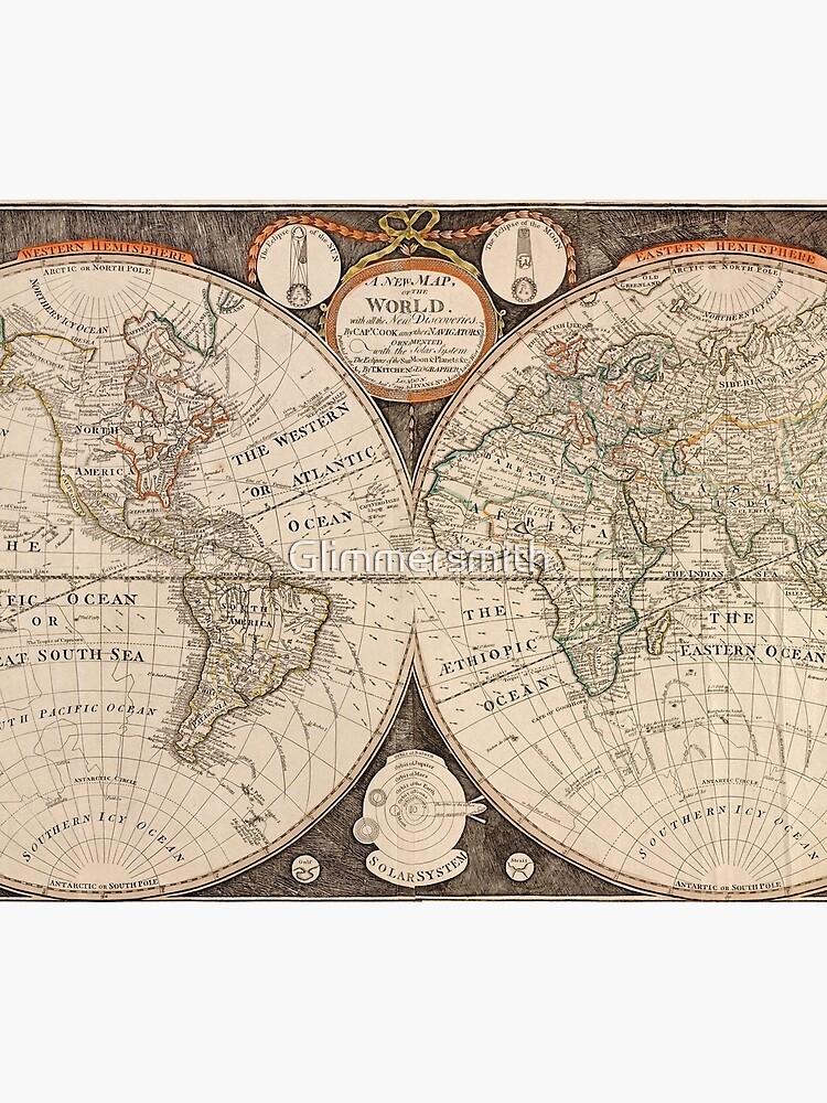 Antique New Map Of The World 1799 Tapestry