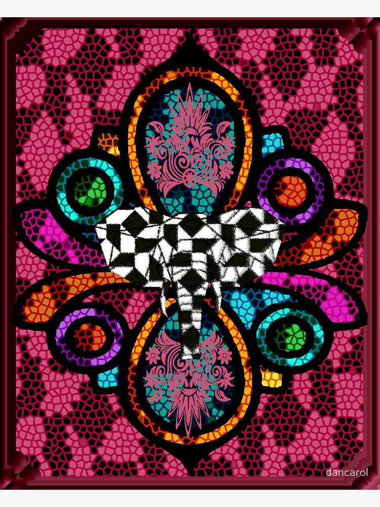 "Checkered Polygon Elephant" Sticker by dancarol | Redbubble