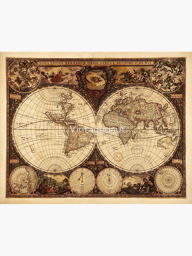 "Vintage Map of the World (F. de Wit 1660)" Photographic Print for Sale ...