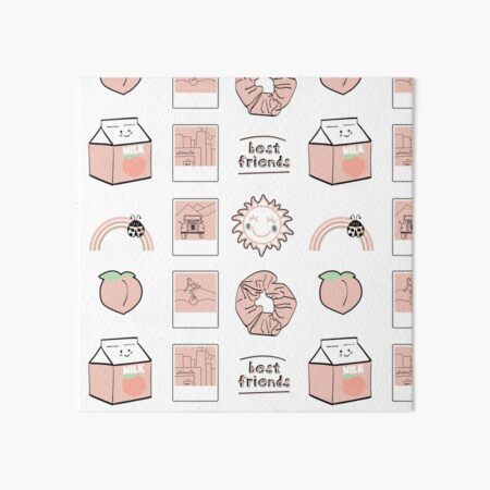 "Light Peach Best Friends Aesthetic Sticker Pack" Art Board Print for ...