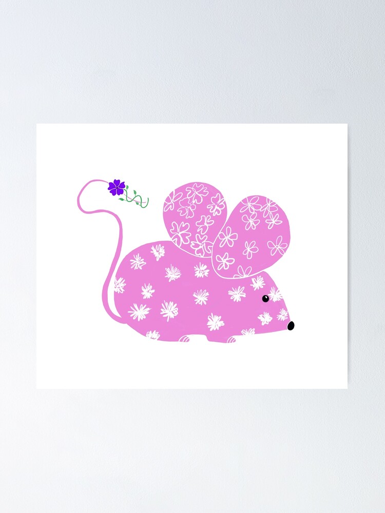 "Miss Mousy Pinkie with Purple Petunia" Poster by LottieandDot | Redbubble