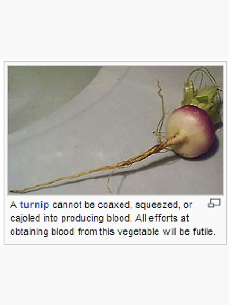 "a turnip cannot be coaxed into producing blood." Art Print by b0ykult ...