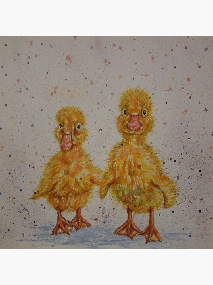 "Spring chicks watercolour painting with Splatter Effect background ...