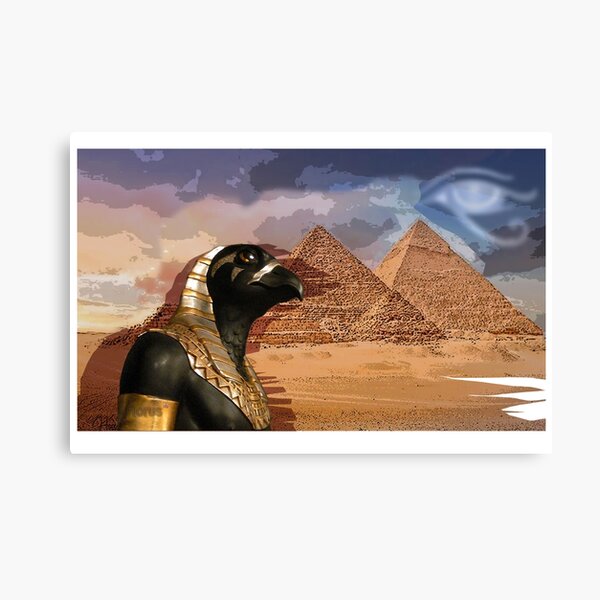 "Horus Egyptian Falcon God Watching Over Pyramids (by ACCI) " Canvas ...
