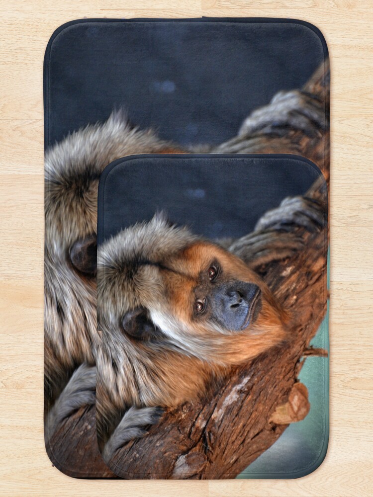 "Black and Gold Howler Monkey" Bath Mat by venny | Redbubble