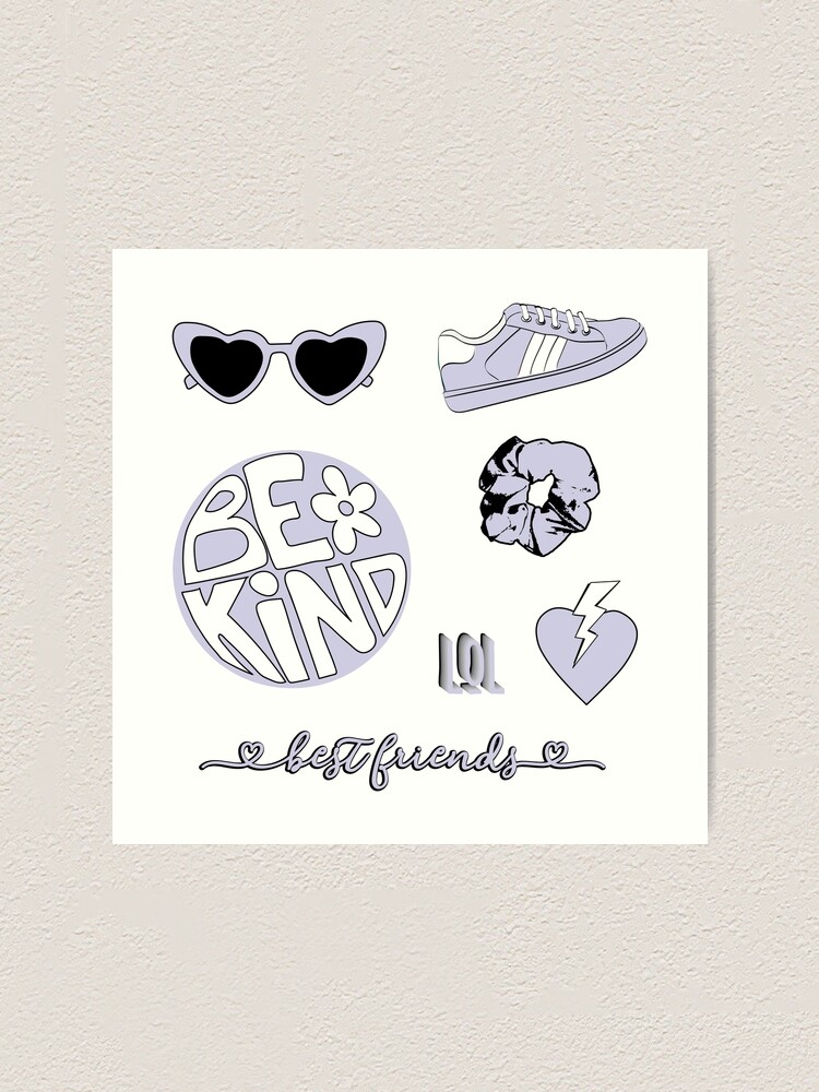 "Light Purple Be Kind Aesthetic Sticker Pack" Art Print by The-Goods ...