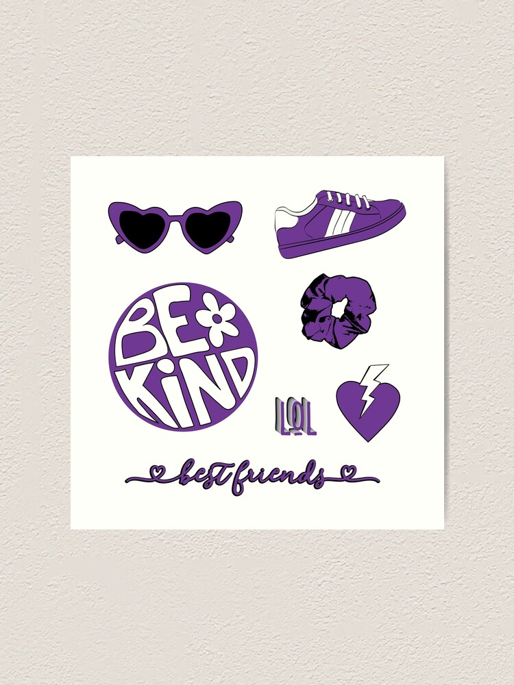 "Purple Be Kind Aesthetic Sticker Pack" Art Print by The-Goods | Redbubble