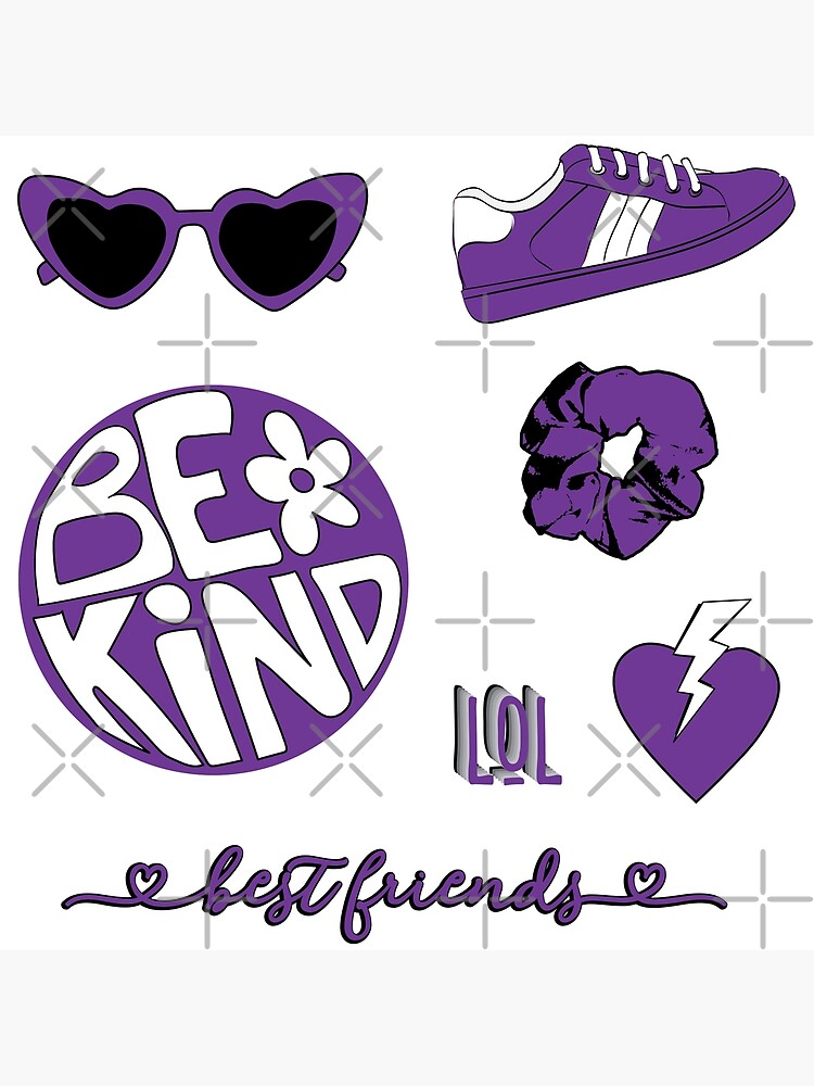 "Purple Be Kind Aesthetic Sticker Pack" Art Print by The-Goods | Redbubble