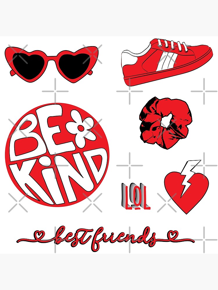 "Red Be Kind Aesthetic Sticker Pack" Poster by The-Goods | Redbubble