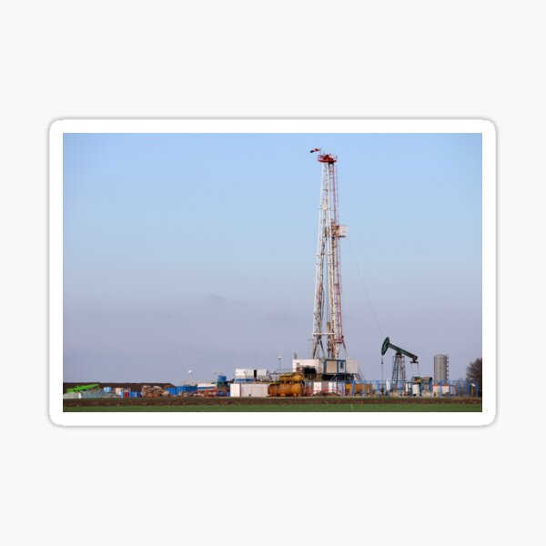 "Oil and gas drilling rig and pump jack in oilfield industry" Sticker ...