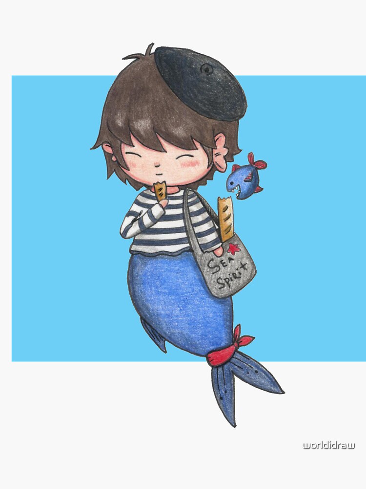 "French Mermaid and Baguette" Sticker for Sale by worldidraw | Redbubble