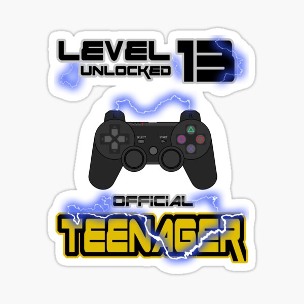 "Official Teenager 13th Birthday T-Shirt Level 13 Unlocked" Sticker for ...