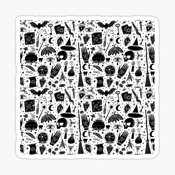 "Wizard and Witch Pattern | Magic Sorcery Conjuring" Sticker for Sale ...