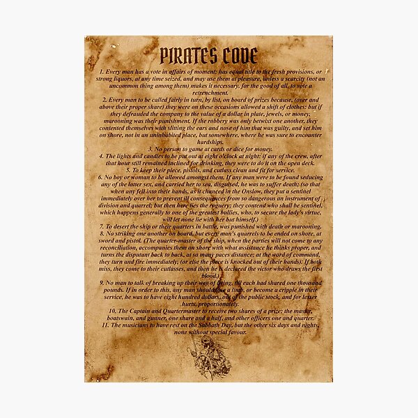 "The Pirates Code" Photographic Print for Sale by FantasySkyArt | Redbubble