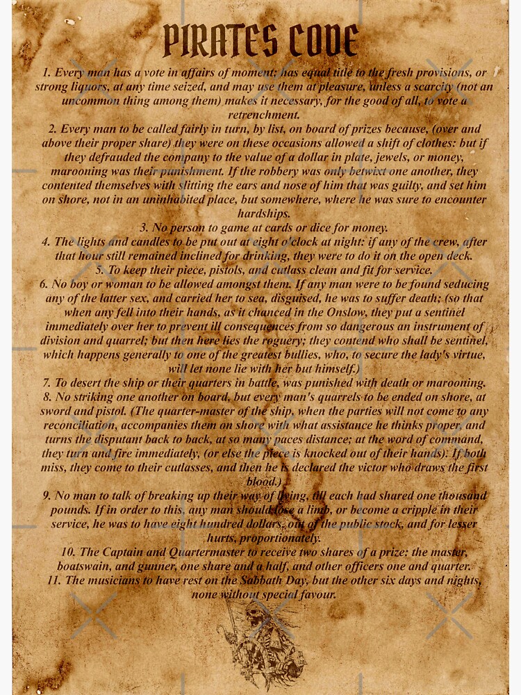 "The Pirates Code" Sticker for Sale by FantasySkyArt | Redbubble