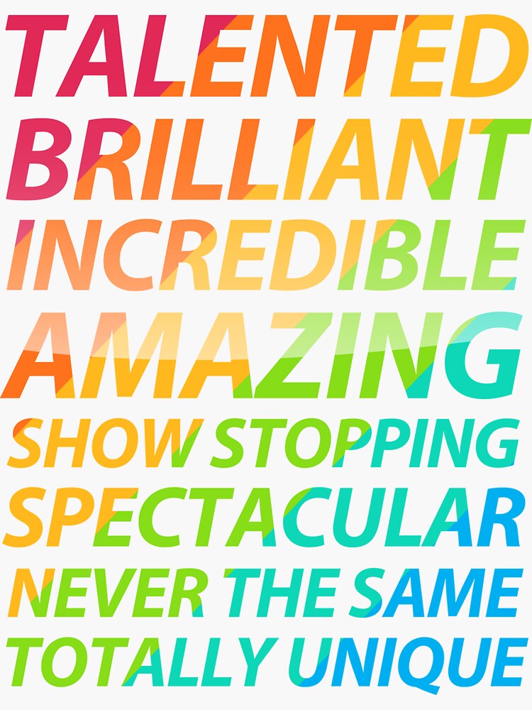 "Talented Brilliant Italics" Sticker by RikDrawsThings | Redbubble