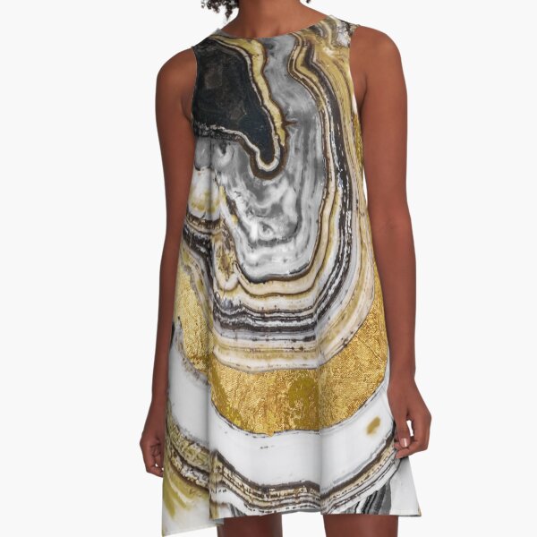"Stone Prose Gold Geode" A-Line Dress for Sale by mindydidit | Redbubble