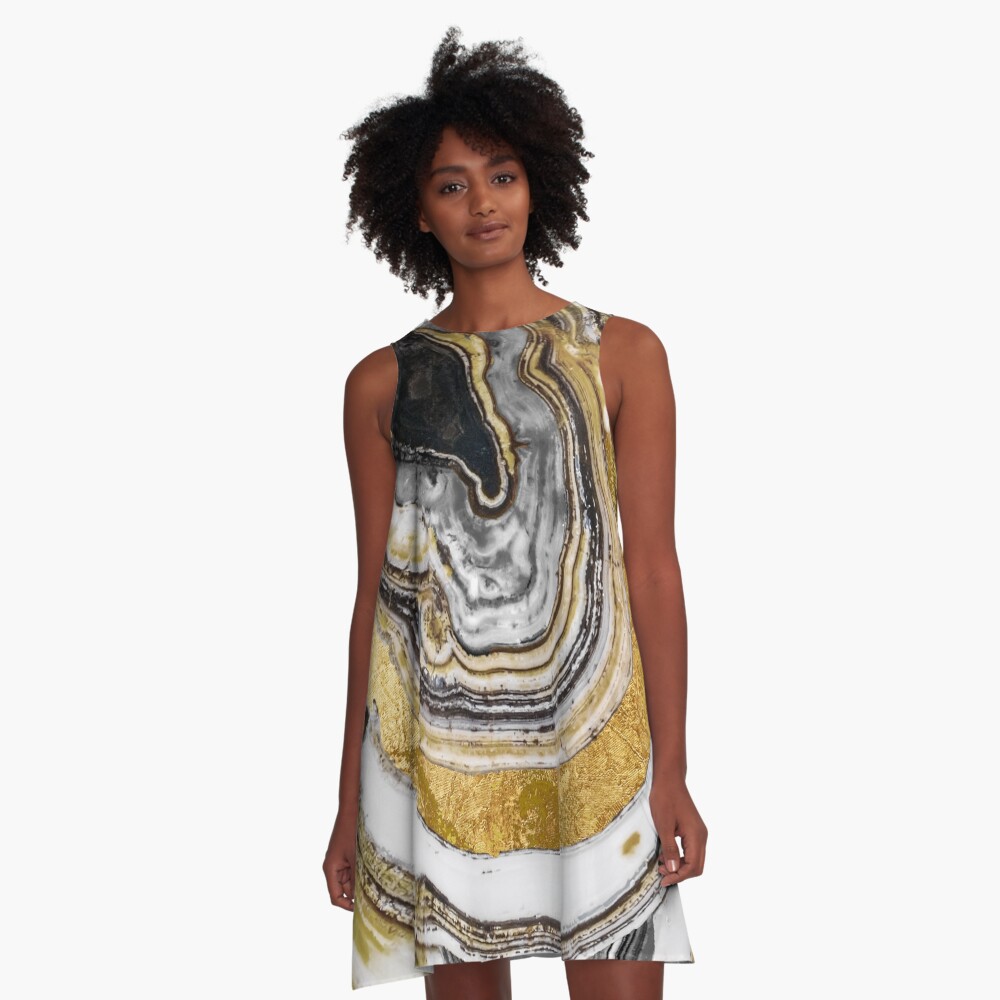 "Stone Prose Gold Geode" A-Line Dress for Sale by mindydidit | Redbubble