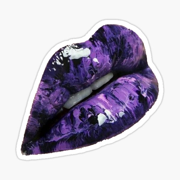 "purple lip sticker" Sticker for Sale by sammyb8sdesign | Redbubble