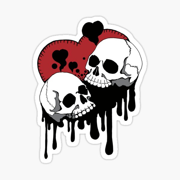 "Deadly Pair Skull Hearts" Sticker for Sale by DianaLevinArt | Redbubble