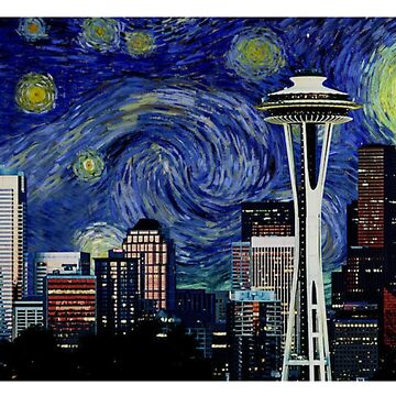 "Seattle, Washington - Skyline - Van Gogh Starry Night" Coffee Mug for ...