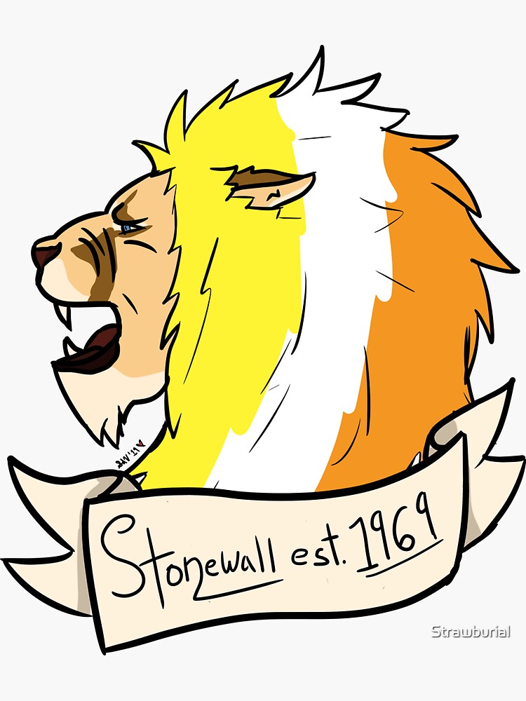 "Maverique Stonewall Pride Lion" Sticker by Strawburial | Redbubble
