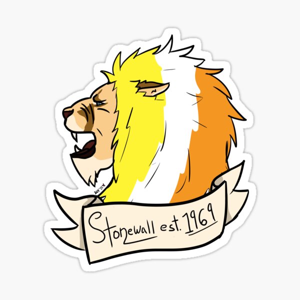 "Maverique Stonewall Pride Lion" Sticker by Strawburial | Redbubble