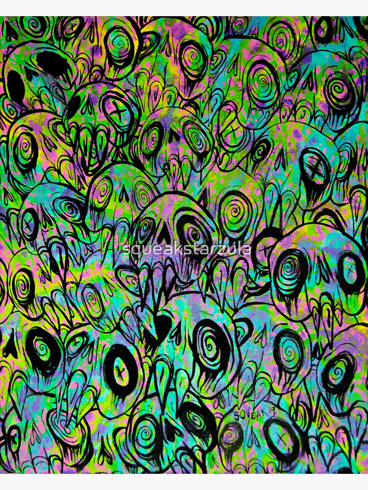 "Hologram Anxiety Skulls" Sticker by squeakstarzula | Redbubble