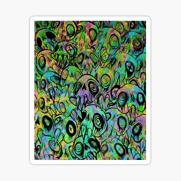 "Hologram Anxiety Skulls" Sticker by squeakstarzula | Redbubble