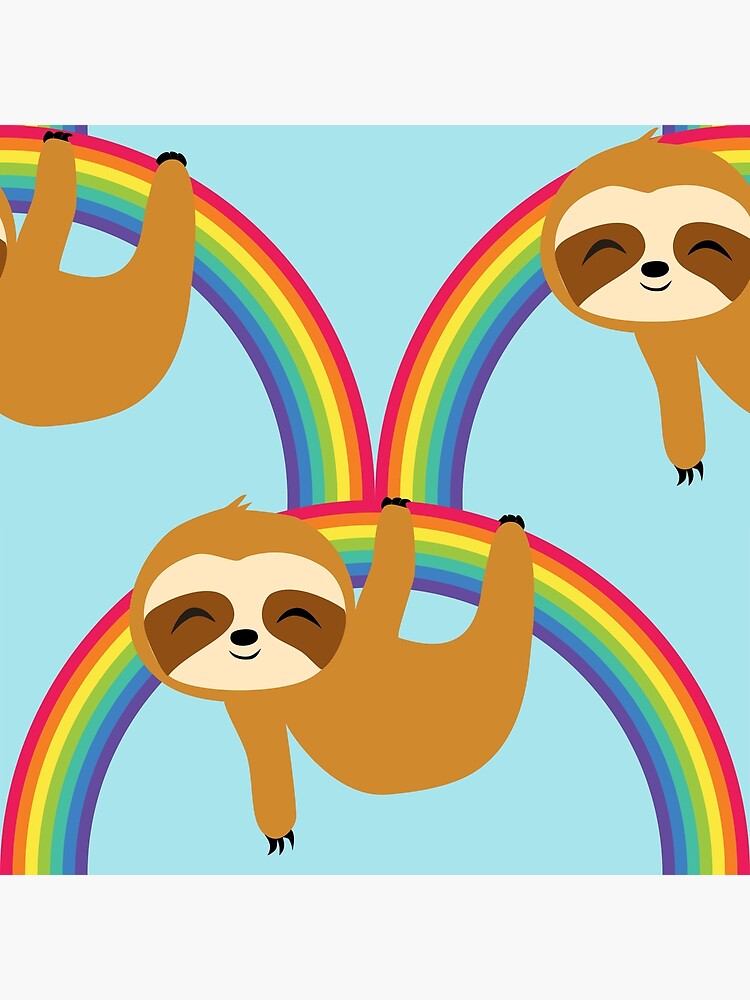 "Sloth on Rainbow, Cute Baby Sloths hanging on Rainbow" Photographic ...
