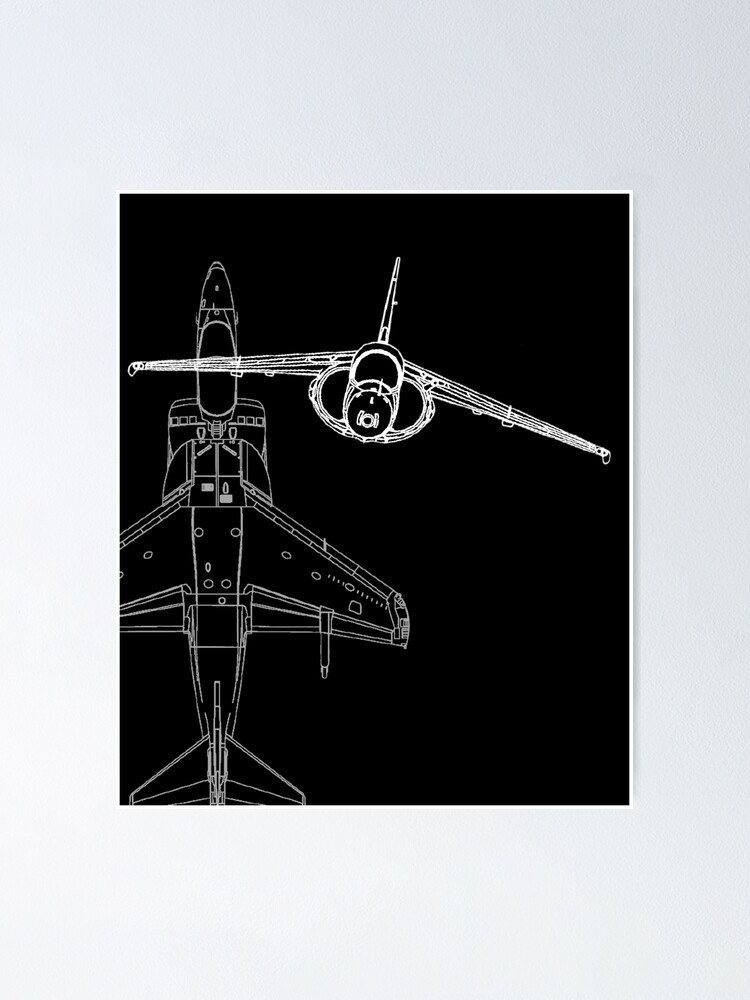 "AV-8B Harrier II Jet Airplane Line Drawing " Poster for Sale by ...