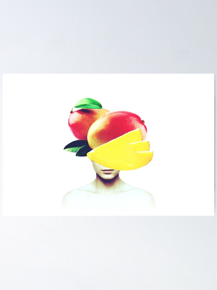 "Mango Head Portrait, minimalist food collage art" Poster by avit1 ...