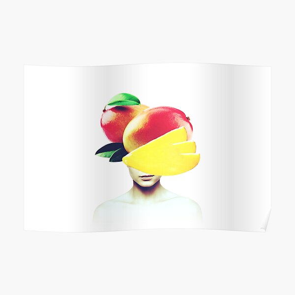 "Mango Head Portrait, minimalist food collage art" Poster by avit1 ...
