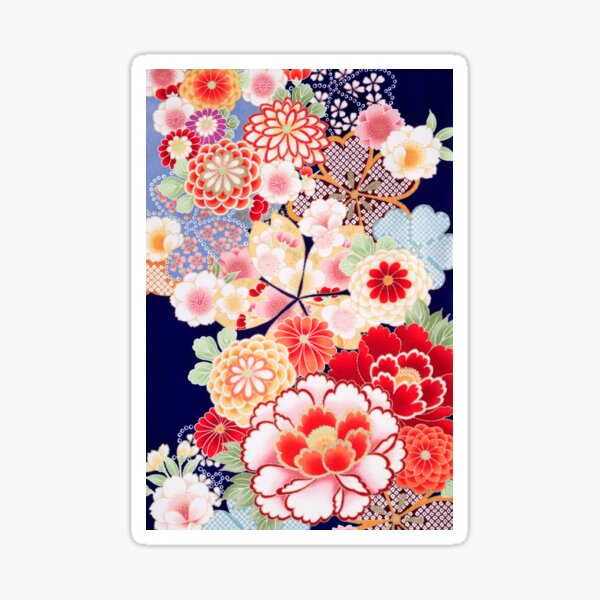 "ANTIQUE JAPANESE FLOWERS Pink White Wild Roses Kimono Style Floral ...