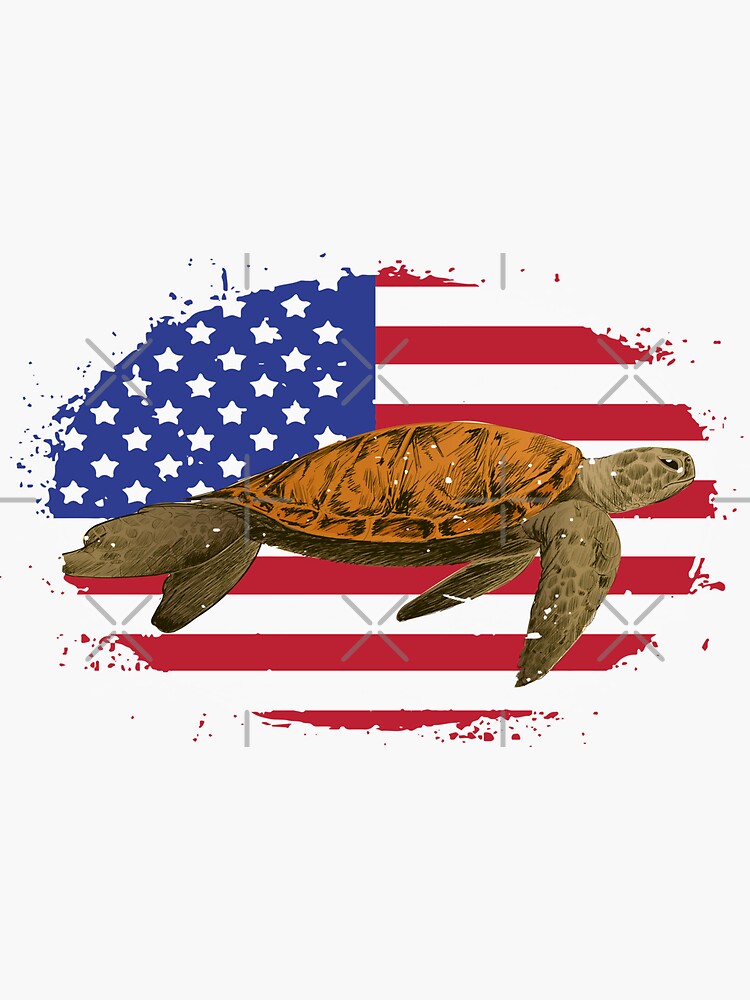"Patriotic Sea Turtle USA Grunge Flag" Sticker for Sale by LemoBoy ...