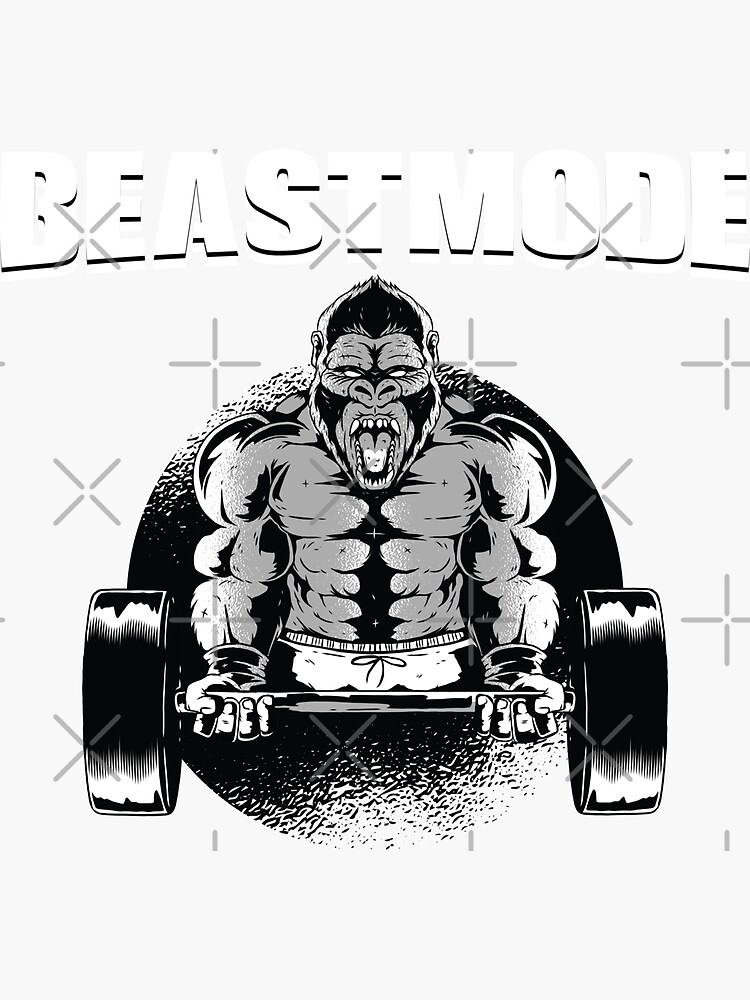 "Beast Mode Gorilla Fitness Motivation." Sticker for Sale by emphatic ...