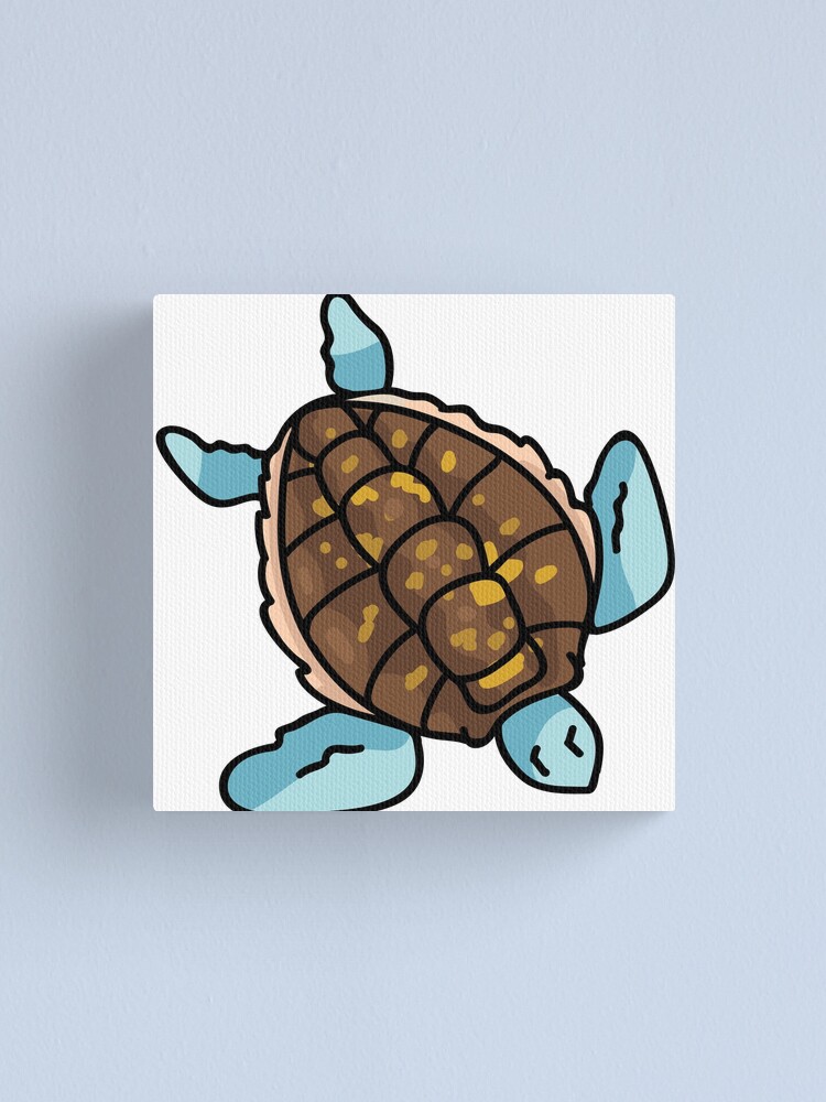 "Cute sea turtle top view cartoon illustration motif set. " Canvas ...