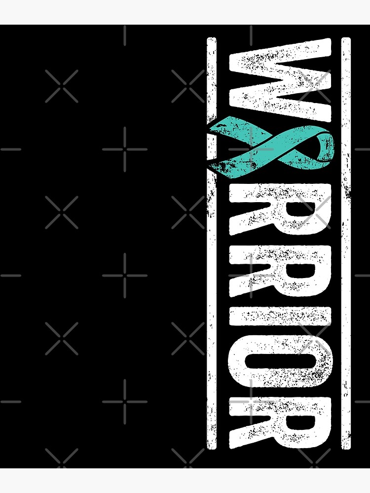 "Ovarian Cancer Warrior - Vertical Sideways Teal Awareness Ribbon ...