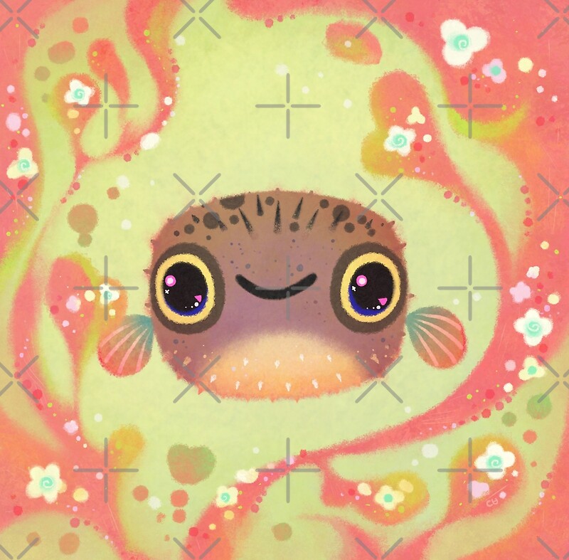 "Smiling puffer" by pikaole | Redbubble
