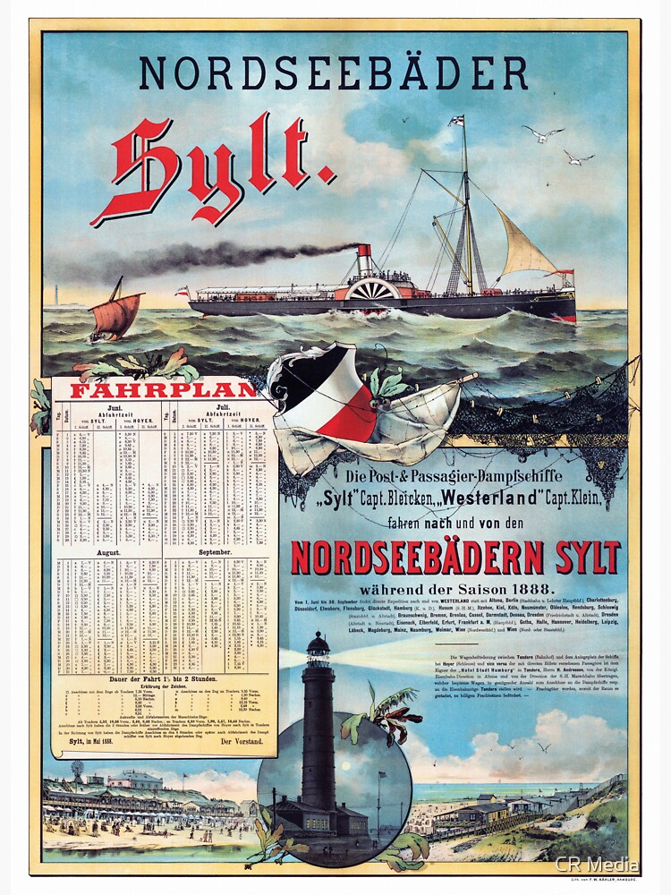 "Weinlese-Reise-Plakat Sylt Deutschland wieder hergestellt" Sticker von ...