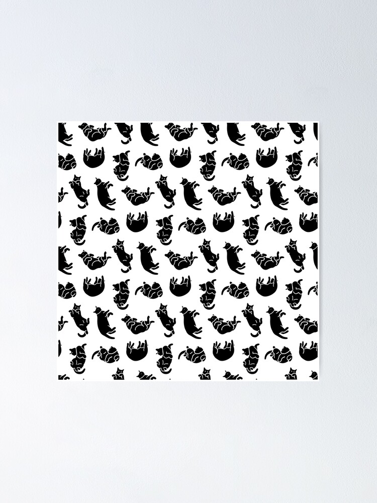 "Falling Cats Pattern White" Poster for Sale by goldfish0707 | Redbubble