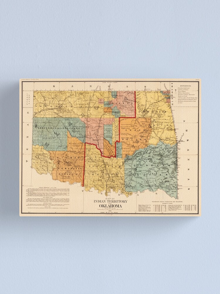 "Map of Indian Territory and Oklahoma (1890)" Canvas Print by ...